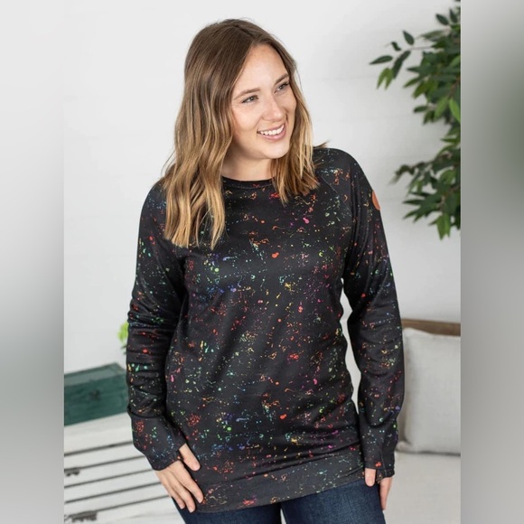 Michelle Mae | Tops | Nwt Michelle Mae Paint Splatter Crew Neck In ...